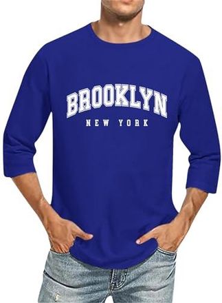 Generic Hauts &agrave; manches 3/4 pour hommes 2025 T-shirts d&eacute;contract&eacute;s pour la course &agrave; pied, tendance, ample, mignon, printemps 2025, t-shirts de sortie, t-shirt