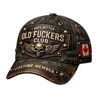 Generic Old Fuckers Club Casquette de baseball vintage, chapeau r&eacute;glable vieilli 100 % Bitter Lifetime Member brod&eacute;, unisexe, chapeau r&eacute;tro cadeau pour homme 