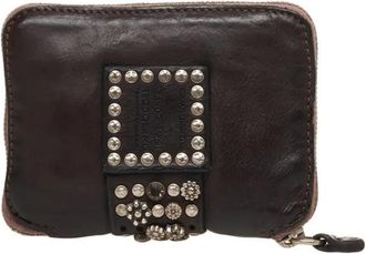 Campomaggi Portemonnaie - Compact Leather Wallet With Stud And Rhinestone Ac - Gr. unisize - in Schwarz - für Damen