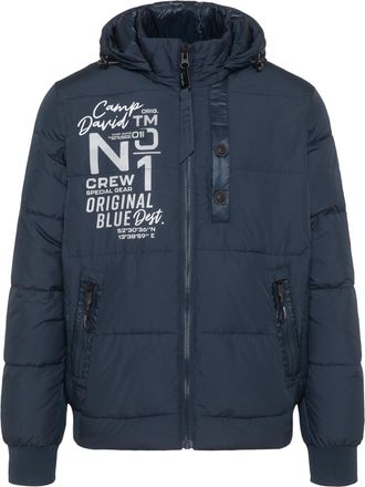 Camp David Herren Steppjacke im Materialmix mit abtrennbarer Kapuze Blue Navy, Xxxl