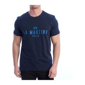 La Martina Sportliches reflektierendes T-Shirt mit kurzen &Auml;rmeln - - Tops - Herren - Blau - M