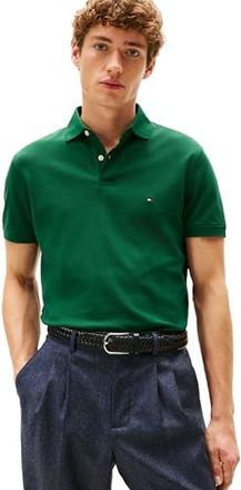 Tommy Hilfiger Polo à Manches Courtes pour Homme, Coupe Droite, avec Stretch et Coton piqué Biologique, Vert ornemental, XXL