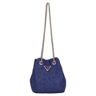 Guess Femme, Sacs, Bleu, Taille: ONE Size Zalina Rhinestone Mini Bucket Bag