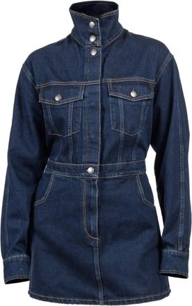DL1961 buttoned flap-pockets denim mini dress - Blau