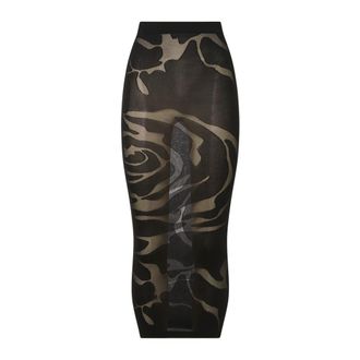 Wolford Sheer-matt Rosenmuster Bleistiftrock - - Skirts - Damen - Schwarzk - S