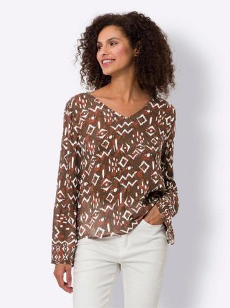 Heine Klassische Bluse Druckbluse Langarm