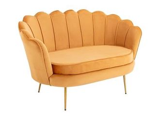 Vente-Unique Pascal MORABITO - Canapé 2 Places Coquillage en Velours Jaune Moutarde Dandelion de Pascal Morabito