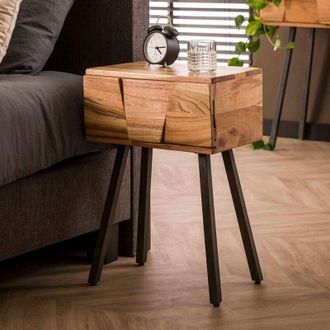 M&S Collection M&s - Chevet 1 tiroir 40x30x60 cm en acacia naturel et métal noir