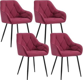 Woltu Lot de 4 Chaises de Salle &agrave; Manger, Chaises de Cuisine Rembourr&eacute;es avec Dossier, Accoudoirs, Pieds en M&eacute;tal, pour Salon, Bureau, Coiffeuse, en Velours