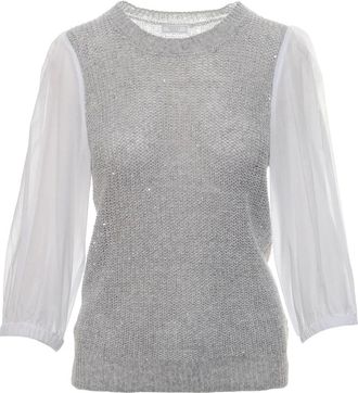 PESERICO Femme, Pulls, Gris, Taille: 40 FR Maille ras du cou