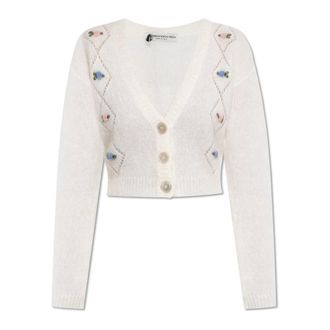 Alessandra Rich Strickjacke mit Blumenmuster - - Knitwear - Damen - Wei&szlig; - S