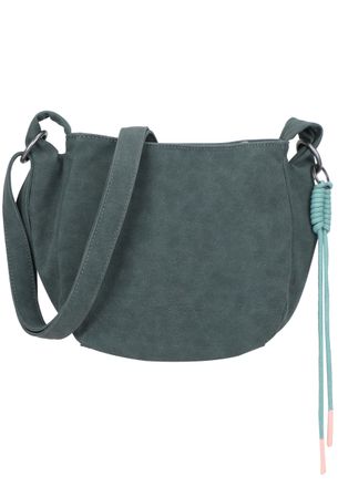 Fritzi Aus Preu&szlig;en Fritzi Sue02 Suede Jacky Soft Grey Blue Umh&auml;ngetasche Kunstleder Damen Crossbody Handtasche Festival City vegan Suede-Optik Kordelanh&auml;nger 22 x 23 x 9