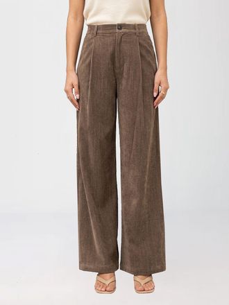 Eleh Pantalon large en velours taille haute &agrave; pinces