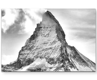 Paul Sinus Art Leinwandbilder | Bilder Leinwand 120x80cm Matterhorn in schwarz - weiß
