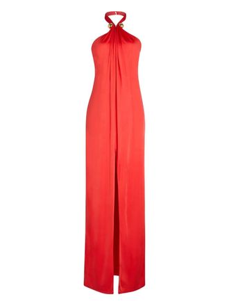Retrofête robe longue Becs à dos nu - Rouge