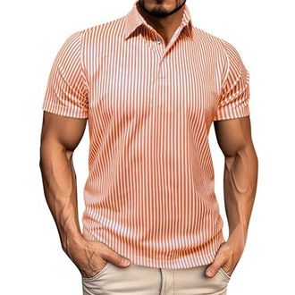 Generic Polo ray&eacute; hawa&iuml;en pour homme - Haut d&eacute;t&eacute; &agrave; manches courtes - Col polo tendance - Coupe d&eacute;contract&eacute;e - Confortable - Costume extensible pour cadeaux qu