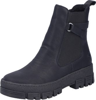 Rieker Winterstiefelette RIEKER, Damen, Gr. 41, schwarz, Elastischer Einsatz, Lederimitat, unifarben, Schuhe Winterstiefelette, Chelseaboots, Plateauboots, K