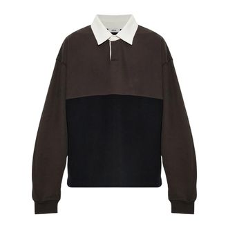 A Gold E Oversize Colorblock Langarm Rugby Polo - - Tops - Herren - Braun - M