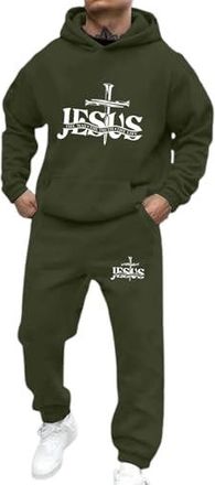 Generic Surv&ecirc;tement pour homme - Ensemble complet imprim&eacute; &agrave; manches longues - Sweat &agrave; capuche - Ensemble de jogging &eacute;l&eacute;gant et moderne - 2 pi&egrave;ces, 01 _Vert ka