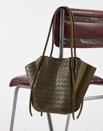 JW PEI Nala gewebte Tote-Bag mit weitem Format in Olive-Gr&uuml;n