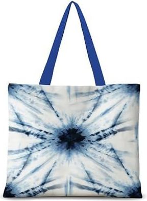 Generic Sac fourre-tout bleu en toile tie-dye - 40 x 35 cm - Design artistique avec fermeture éclair et poche intérieure, Tie-dye bleu 6, 28 X 12 X 9 Centimet