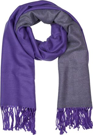 styleBREAKER Damen Schal in edler 2-Face Optik mit Fransen, 2 Farbig, Wendeschal, warme Winter Stola mehrfarbig 01017137, Farbe:Violett-Dunkelgrau