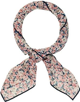 Allegra K Foulard carr&eacute; en mousseline de soie pour femme - 65 x 64 cm - Imprim&eacute; floral, Motif floral rose et bleu., 65x65cm LxW