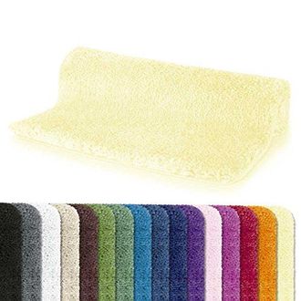Spirella Badteppich Badematte Duschvorleger Mikrofaser Hochflor | flauschig | rutschhemmend | geeignet für Fußbodenheizung | 70x120 cm | Gelb