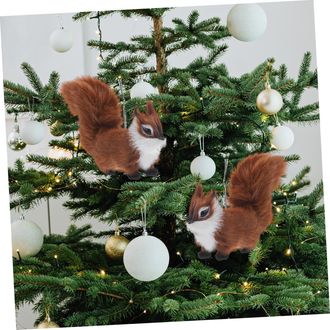 Cabilock Kleine Eichhörnchenfigur Als Dekoration Flauschiges Plüsch-eichhörnchen-Ornament Tisch-Statue Für Zuhause Realistische Eichhörnchen-Accessoire Für Fen