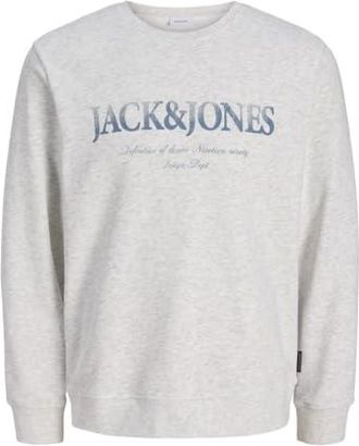 Jack & Jones JJDEVIN Daytona Sweat &agrave; col rond imprim&eacute; pour homme, Blanc-gris, XXL