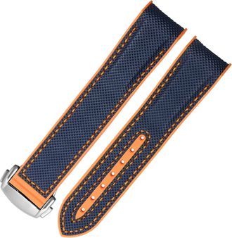 Generic LXGGUC Silikon-Nylon-Gummi-Uhrenarmband für Omega Seahorse 300 Quarter Orange Ocean Universe 600 Schwarzgrau 20 mm 22 mm Band