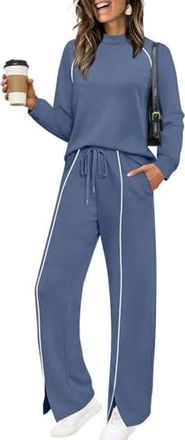 OLIPHEE Surv&ecirc;tement Femme Ensemble Jogging Femme Ensemble Chic et &Eacute;l&eacute;gant Haut Manches Longues et Pantalon Fluide Tenue de Sport Surv&ecirc;tement Jogging Outfit Yo