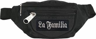 Spass Kostet Herren Bauchtasche schwarz La Familia Gürteltasche mit wechselbarem Klett-Patch & Reißverschluss