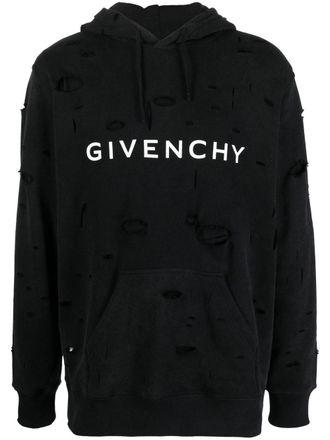 Givenchy hoodie &agrave; effet us&eacute; - Noir