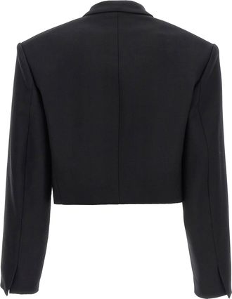 DAVID KOMA Cropped Stretch Wool Blazer - Black