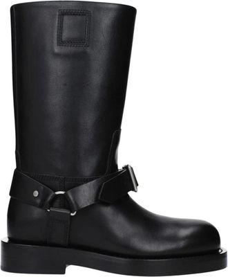 Burberry Bottes en cuir &agrave; bride boucle - Femme - Chaussures - Noir - Taille: 38 EU