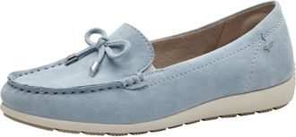 Tamaris Comfort Damen Mokassins aus Leder mit Schleife, Blau (Sky Suede), 37 EU
