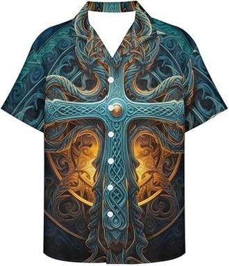 Keephen Nouveaut&eacute; Viking Chemises Hommes/Femmes Viking Animal Impression 3D Chemise Hawaiienne Chemise &agrave; Boutons Cool Plage Vacances Col &agrave; Revers Haut
