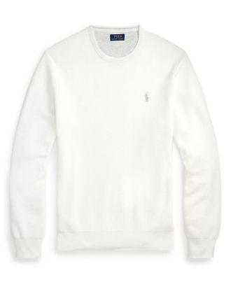 Ralph Lauren Leichter Rundhalspullover in Perlstrick mit Poloreiter-Stickerei in