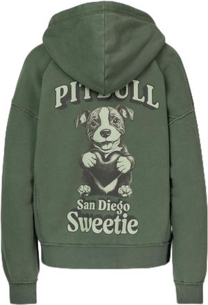 Pitbull Damen Kapuzenjacke Washed LOVIA Sweetie - Frauen Zip Hoodie Oversize Fit, Baumwolle Polyester Mix, Vintage Look Sweatjacke Freizeit, Bequemer Hoodie m