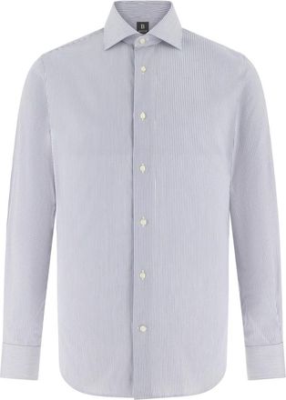 Boggi Milano Homme, Chemises, Bleu, Taille: 4XL Chemise en coton ray&eacute; coupe slim
