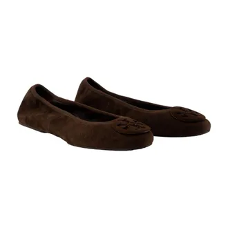 Tory Burch Womens Reva Travel Ballerina Brown Calfskin