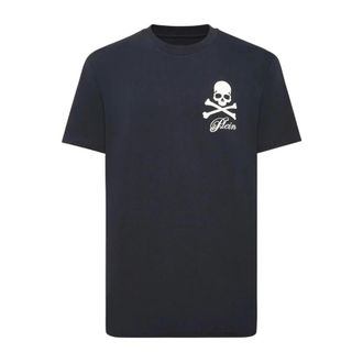 Philipp Plein Homme, Tops, Bleu, Taille: XL T-shirt ras du cou avec imprim&eacute; graphique