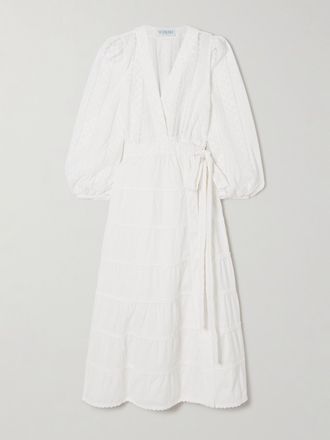 Waimari + Net Sustain Aurora Wickelkleid Aus Einer Baumwollmischung Mit Besätzen Aus Spitze Und Stickereien - Weiß