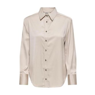 Only Only, Femme, Blouses et Chemises, Beige, Taille: 40 FR Chemise Boutonn&eacute;e &agrave; Manches Longues et Col Rond