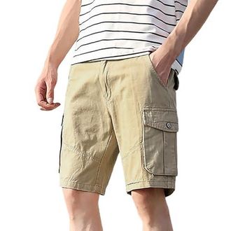 Generic Short d&eacute;t&eacute; pour homme - Style d&eacute;contract&eacute; - Couleur unie - Coupe ample - Coupe droite - Pour lext&eacute;rieur, kaki, 34