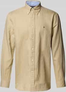 Tommy Hilfiger Regular Fit Freizeithemd aus Baumwoll-Leinen-Mix