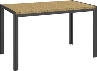 OUTSUNNY Table de jardin rectangulaire 4 personnes métal plateau résine tressée naturel