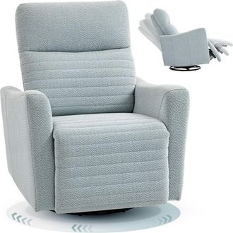 HOMCOM Fauteuil inclinable - HOMCOM - repose-pieds, pivotant &agrave; 360&deg;, basculant, rembourr&eacute; - tissu en lin - 82 x 90,5 x 101 cm - gris-bleu