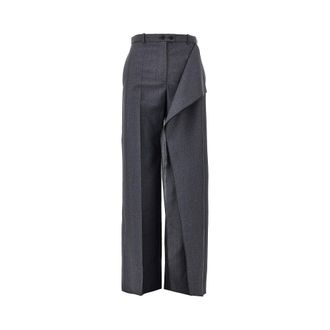 Jil Sander Draped-effect fil-&agrave;-fil wool pants Woman 40
